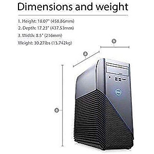 Dell i5675-A933BLU-PUS Inspiron 5675 AMD Desktop, Ryzen 5 1400 Processor, 8GB, 1TB, AMD Radeon RX 570 4GB GDDR5 Graphics, Recon Blue (Renewed)