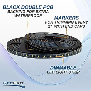 RecPro RV Camper Motorhome Travel Trailer 16' White LED Awning Party Light w/Mounting Channel & White PCB 12v Light