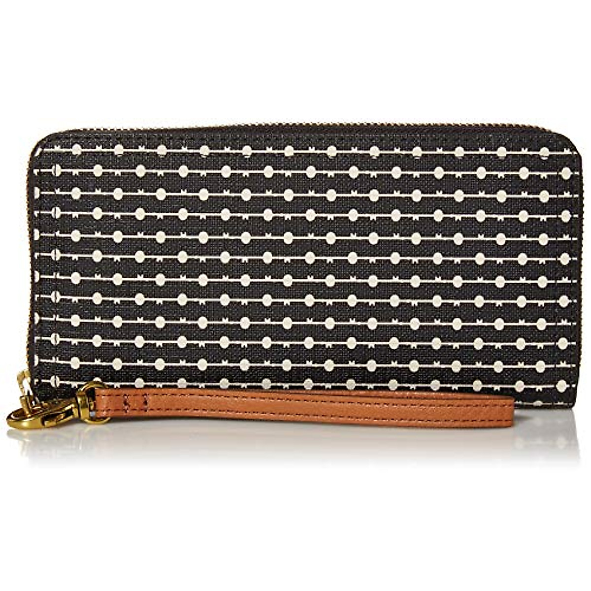 Fossil Women's Logan Leather RFID-Blocking Zip Around Clutch Wallet with Wristlet Strap