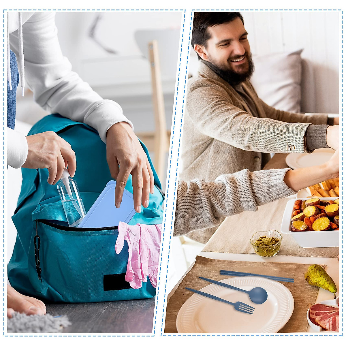 Travel Utensils with Case, 4 Sets Reusable Utensils Set for Lunch Box, Plastic Travel Cutlery Set, Portable Knife Spoon Fork Chopsticks Utensil Sets, Tableware for Camping Picnic Daily Use