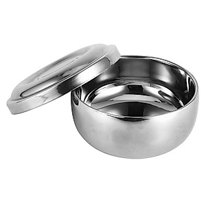 Stainless Steel Shaving Bowl, Men Wet Shaving Soap Mug Bowl Silver Metal Face Cleaning Health Care Shave Tool With Lid, Shaving Soap Dish, Shaving Foam Bowl