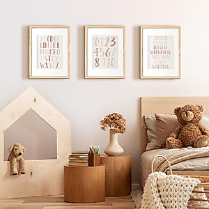 upsimples 12x16 Picture Frame Set of 5, Display Pictures 8.5x11 with Mat or 12 x 16 Without, Wall Gallery Poster Frames, Natural