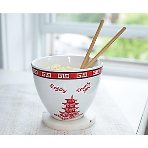 Bowl Bop Chinese Takeout Box Dinnerware Set | 16-Ounce Ramen Bowl, Chopsticks