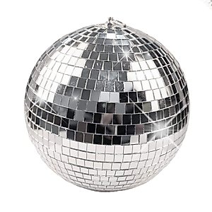 Boshen 10" Disco Mirror Ball with Hanging Ring Silver Party Disco Ball Light for Party Xmas DJ Stage Lighting Effect