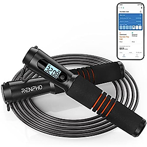 RENPHO Smart Jump Rope, Fitness Skipping Rope with APP Data Analysis, Workout Ropes for Home Gym, Crossfit, Jumping Counter Exercise Men, Women