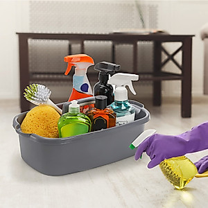 TOPZEA 2 Pack Cleaning Supplies Caddy, Large Plastic Cleaning Supply Organizer Bin with Handle, Cleaning Bucket Housekeeping Shower Tote Caddy Under Sink Tool Storage Basket for Dorm, Garden, Bathroom