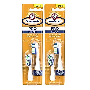 Spinbrush Pro Series Daily Clean Battery Toothbrush Refills, Soft, 4 Count