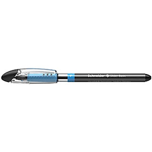 Schneider Slider Basic F (Fine) Ballpoint Pen, 0.7 mm, Transparent Barrel, Black Ink, Box of 10 Pens (151001)