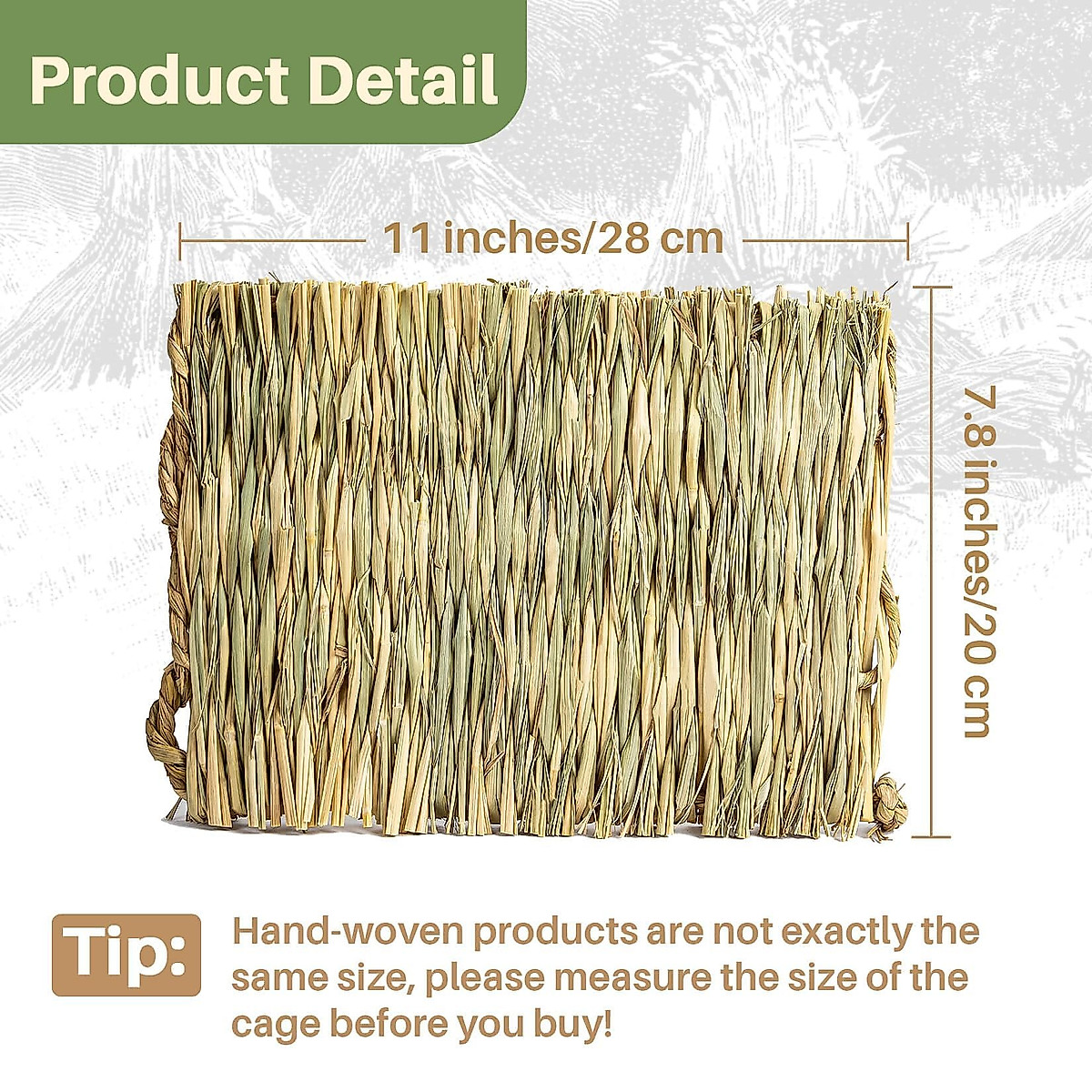 Sukh 2 PCS Rabbit Grass Mats - Natural Hay Woven Bunny Rabbit Bad Cage Mats Pet Bedding Cooling Sleeping Nesting & Toys for Hamster Bunny Chinchilla Guinea Pig Mouse Bird and Other Small Animal