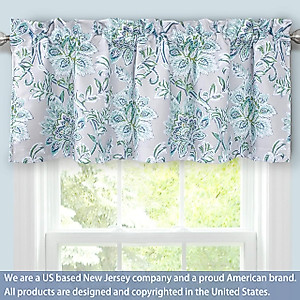 DriftAway Alyssa Jacobean Elegant Floral Leaves Pattern Thermal Insulated Blackout Lined Rod Pocket Window Curtain Valance for Kitchen Café 2 Pack 52 Inch by 18 Inch Plus 2 Inch Header Gray