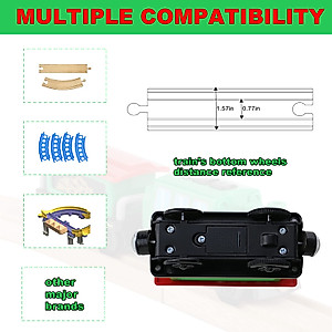 Battery Operated Locomotive Train Set for Wooden Train Tracks,Powerful Engine Train Vehicles Train Electric Remote Control Cars with Light&Sound Train Toy Gift for Kids Toddler