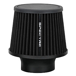 Spectre Universal Clamp-On Air Filter: High Performance, Washable Filter: Round Tapered; 3 in (76 mm) Flange ID; 6.5 in (165 mm) Height; 6 in (152 mm) Base; 4.75 in (121 mm) Top, SPE-9131, Black