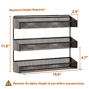 AULEDIO 2 Pack Spice Rack Organizer, 3 Tier Counter-top Stand or Wall Mounted Storage Rack Hanging Shelf for Kitchen Cabinet, Cupboard, Pantry Door or Bathroom Shower Cosmetic - Bronze
