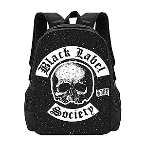 QDUqgTRds Black Metal Label Band Society Backpack,Multifunctional Unisex Classic Bookbags for Mens Popular Cute Daypacks-Climbing Camping Backpacks Suitable for Laptop Work