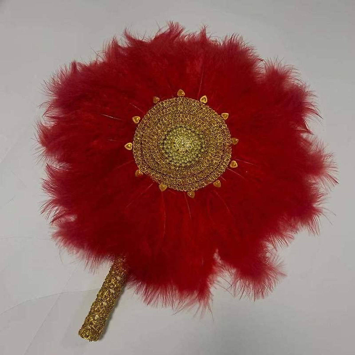 African Custom Wedding Feather Hand Fan DIY Handmade Bride Hand Held Photo Props Luxury Wedding Feather Fan Wedding Party Favors