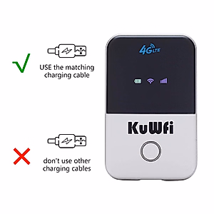 KuWFi 4G LTE Mobile WiFi Hotspot Unlocked Travel Partner Wireless 4G Router with SIM Card Slot Support B1/B3/B5/B7/B8/B20 in Europe Caribbean South America Africa