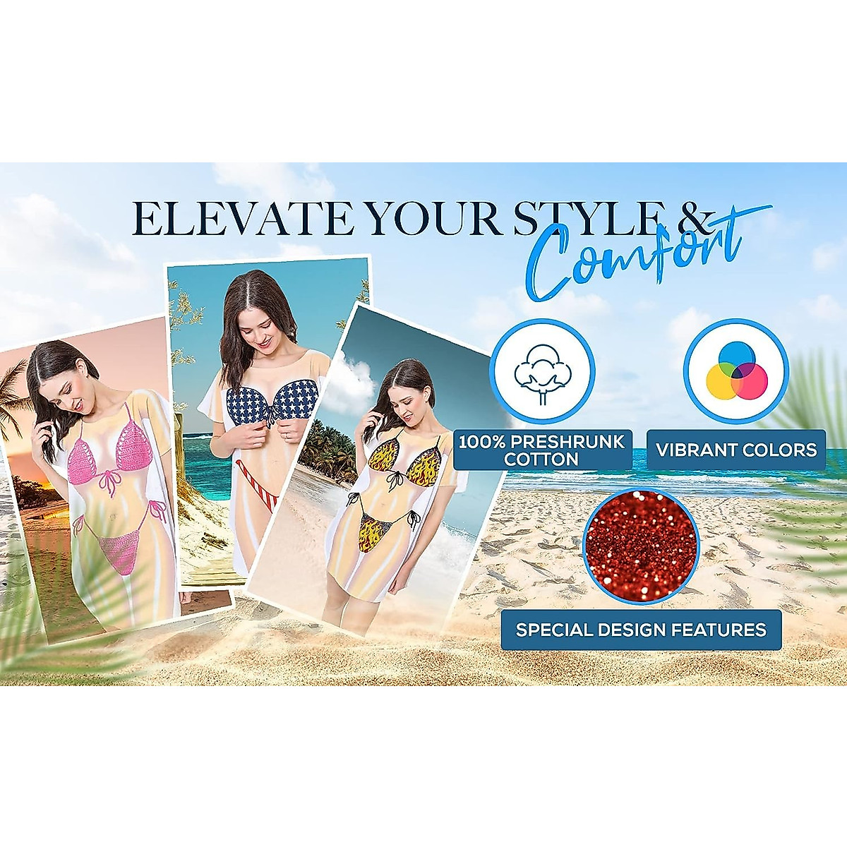 The Original Women's Bikini Shirt - Funny Bikini Print Bathing Suit Cover-up Beach Tshirt Dress for Women Men (Yellow Polka Dot, One Size)