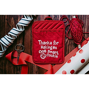 Teacher Appreciation Gift for Women - Thank You Present Potholder - One Smart Cookie Oven Mitt - Set of 2 (One Smart Cookie 3 pack)