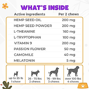 OKKÖBI Hemp Calming Chews for Dogs Anxiety 150 pcs - Dog Anxiety Relief - Dog Calming Chews - Melatonin for Dogs - for Stress, Travel, Check-up, Barking or Grooming - Dog Calming Treats