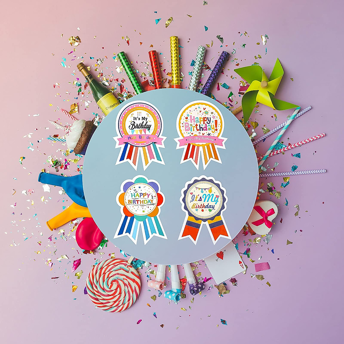 Outus 300 Pieces It's My Birthday Stickers Roll Happy Birthday Badge Stickers for Kids Home Classroom Birthday Gifts Party Decoration