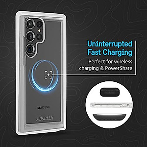 Pelican Voyager - Samsung Galaxy S23 Ultra Case [6.8"] [18Ft MIL-STD Drop Protection] [Wireless Charging] Phone Case for Samsung Galaxy S23 Ultra w/ Belt Clip Holster Phone Stand - Anti Yellow - Clear