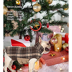 Sychien Dog Plaid Snow Jacket,Reflective Winter Warm Reversible Plaid Medium Coats,Christmas Thanksgiving Velcro Coats for Small Boy Girl Dogs,Khaki M