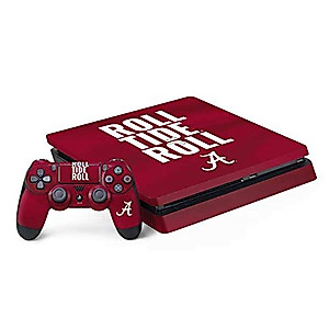 Skinit Decal Gaming Skin Compatible with PS4 Slim Bundle - Officially Licensed College Alabama Roll Tide Roll Design
