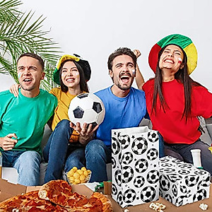 Blulu 30 Pack Paper Soccer Party Favor Bag Candy Goodie Treat Bags Soccer Print Gift Bags for Football Themed Party Favors