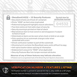 DocuGard Blue/Red Prismatic Top Check, 8.5 x 11 Inches, 24 lb, 500 Sheets, 1 Check Per Sheet (04532)