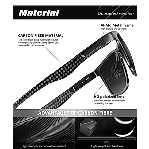 ANYLUV Polarized Sunglasses-Men Mens-Sunglasses Sun-Glasses: Luxury Carbon Fiber Al-Mg Metal UV400 Protection Driving Golf