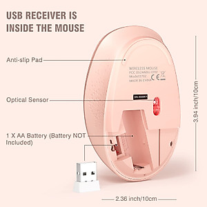 Trueque Wireless Mouse E702 2.4GHz Portable Computer Mouse with USB Receiver, Comfortable Silent Mice for Laptop, Chromebook, PC, Notebook, Desktop, Windows, Mac (Pink)