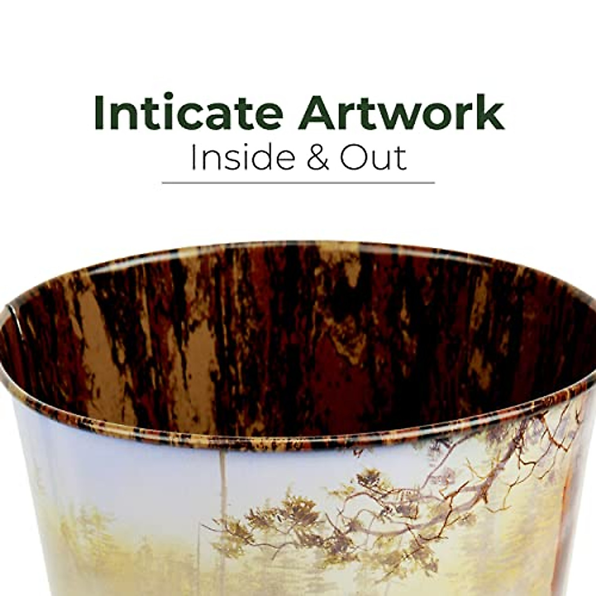 Rivers Edge Products Metal Waste Basket, 10.5-Inch Small Trash Can, Novelty Garbage Can for Office, Kitchen, Bathroom, or Bedroom, Nature and Wildlife Home Decor, Jim Hansel Bear