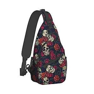 Fylybois Skull Sling Bag Travel Crossbody Backpack for Women Crossbody Chest Daypack Presents