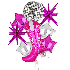 Vsiozian Pink Cowgirl Party Decorations Disco Cowgirl Balloons Cowgirl Boot Balloon Suitable Western Bridal Shower Last Rodeo Bachelorette Theme Party Decorations 8 Pcs