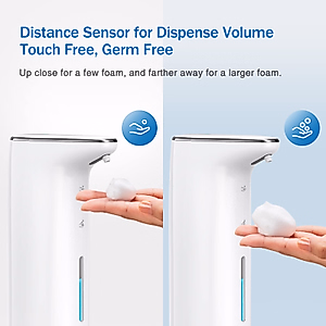 BEAUTURAL Automatic Foaming Soap Dispenser, Touchless Hand Soap Dispenser Rechargeable, Dish Soap Dispenser for Bathroom Countertop, Kitchen and Commercial 10oz/300ml