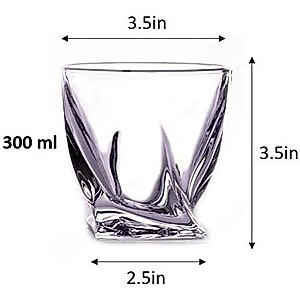 LEMONSODA Premium Twisted Glasses- Elegant Whiskey Glasses for Scotch, Single Malt - Old Fashioned Glass Set in Gift Box - Rocks Whiskey Tumblers for Cocktails - (Set of 4)