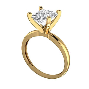2 Ct Brilliant Princess Cut Clear Simulated Diamond 14K Yellow Gold Solitaire Engagement Promise Bridal Ring Size 6.25