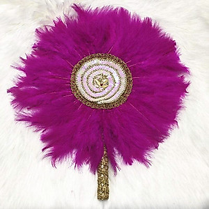 Handmade Custom African Bride Wedding Fan with Sequins Stones Nigerian Wedding Feather Fan for Photo Props Party Wedding Favors