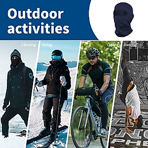 YESLIFE 2 Pieces Ski Mask, Balaclava Face Mask for Men and Women – Skiing, Snowboarding, Motorcycle, UV Protection & Wind Protection (Dark Blue+Black)