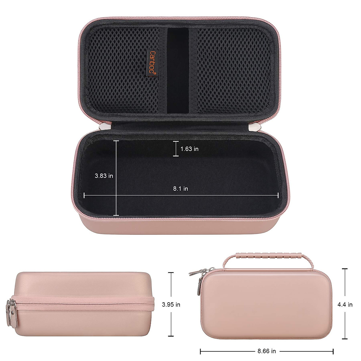 Canboc Carrying Case for Halo Bolt Portable Car Jump Starter 58830/57720/44400 mWh, Halo Bolt ACDC Max 55500 mWh Phone Charger, Mesh Bag for Jumper Cable, AC Wall Charger, Charge,Rose Gold