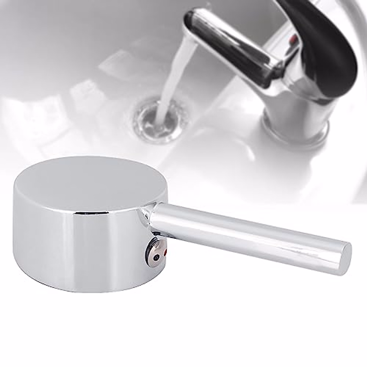 Faucet Lever Handle, 45mm Valve Core Zinc Alloy Chrome Plated Hot and Cold Single Faucet Handle Replacement for Kitchen Bathroom Toilet Use