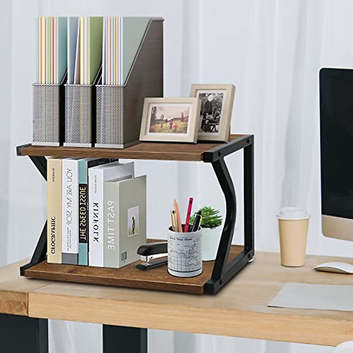 Unistyle Printer Stand with Anti-Skid Pads for Space Organizer,Desktop Stand for Printer as Storage Shelf, Book Shelf, Double Tier Tray for Home Office Organization