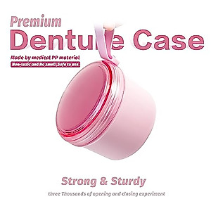 Denture Bath Case Cup Box Holder Storage Soak Container with Strainer Basket for Home or Travel Denture Cleaning (pink)