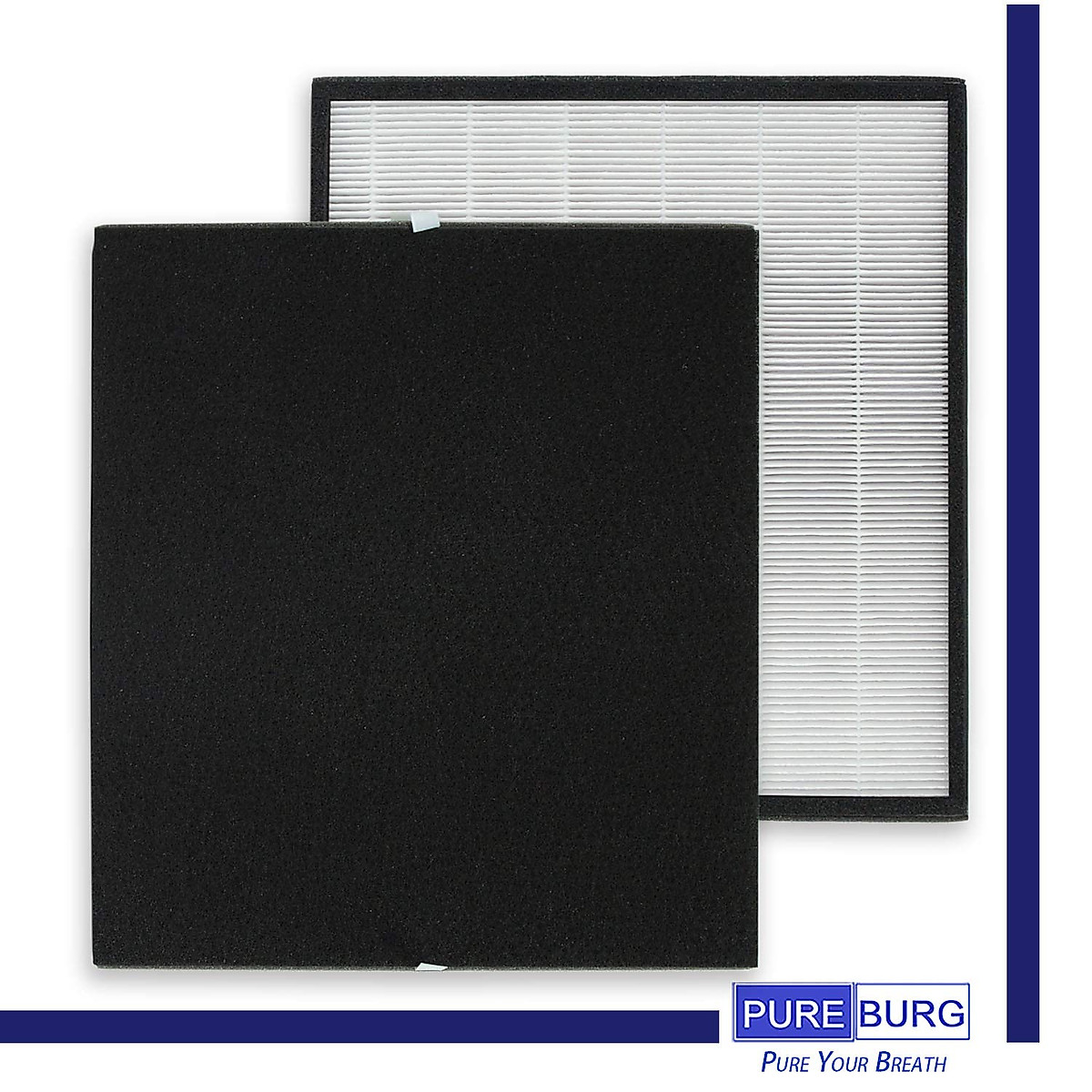 PUREBURG FLT5900 True HEPA Replacement Filter Set Compatible with GermGuardian AC5900WCA Air Purifier,Part Numbers FLT5900,Filter J, H13 Activated Carbon,1-Pack