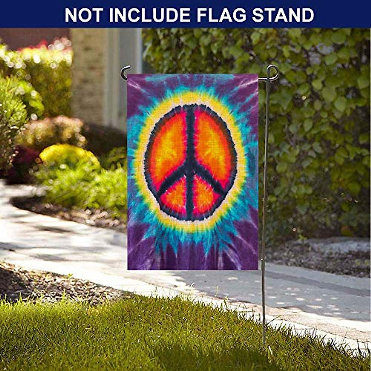 12X18 Garden Flag,Gesmatic Peace Garden Flag Christmas Garden Flag Abstract Peace Sign Design Tie Dye Garden Flag Décor Farmhouse Burlap Yard Outdoor Decoration for Homes, Yards and Gardens