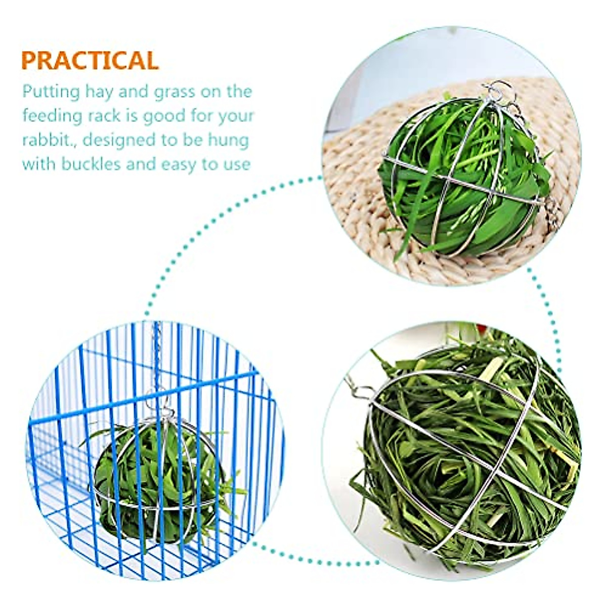 LUOZZY 2Pcs Hanging Bunny Hay Feeding Balls Rabbit Hay Feeder Balls Pet Cage Hay Feeder for Rabbits Bunnys