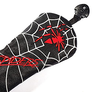 PU Leather Spider Embroidery Golf Club Head Covers for Taylormad Driver Fairway Woods Hybird (Black Hybird Cover)
