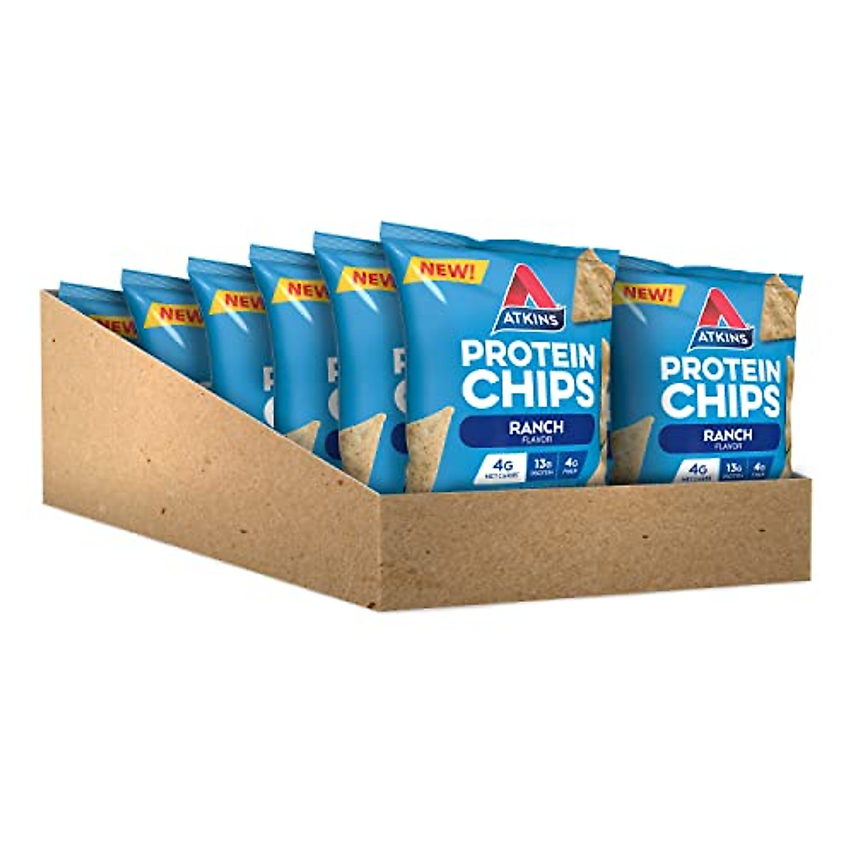 Atkins Ranch Protein Chips, 4g Net Carbs, 13g Protein, Gluten Free, Low Glycemic, Keto Friendly, 12 Count