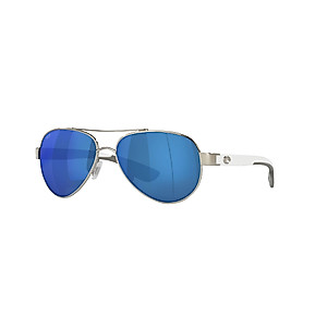 Costa Del Mar Womens Loreto Aviator Sunglasses, Palladium/Grey Blue Mirrored Polarized-580P, 56 mm
