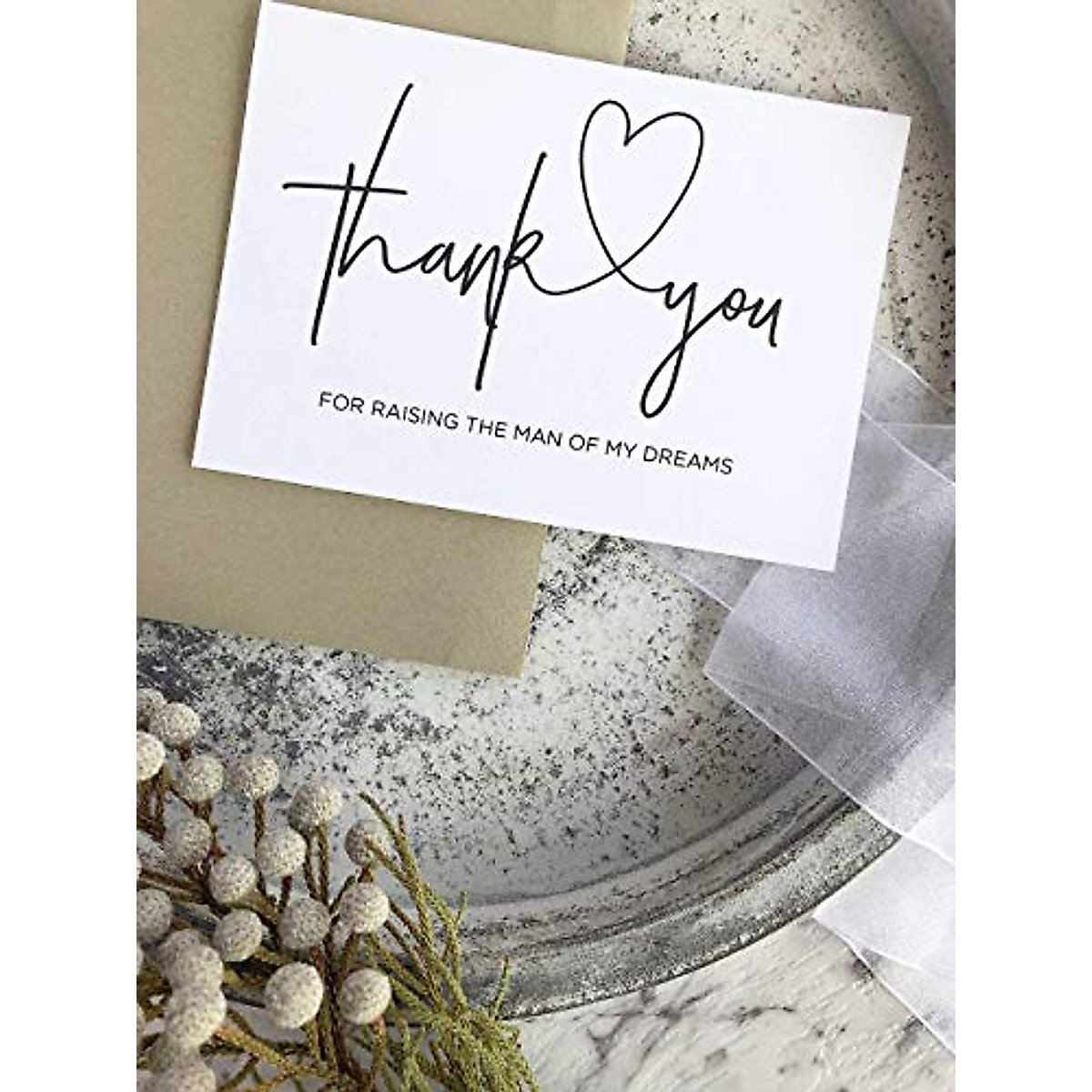 Thank You For Raising the Man of My Dreams Wedding Day Card, Mother in Law to Be Gift from Bride for Grooms Parents